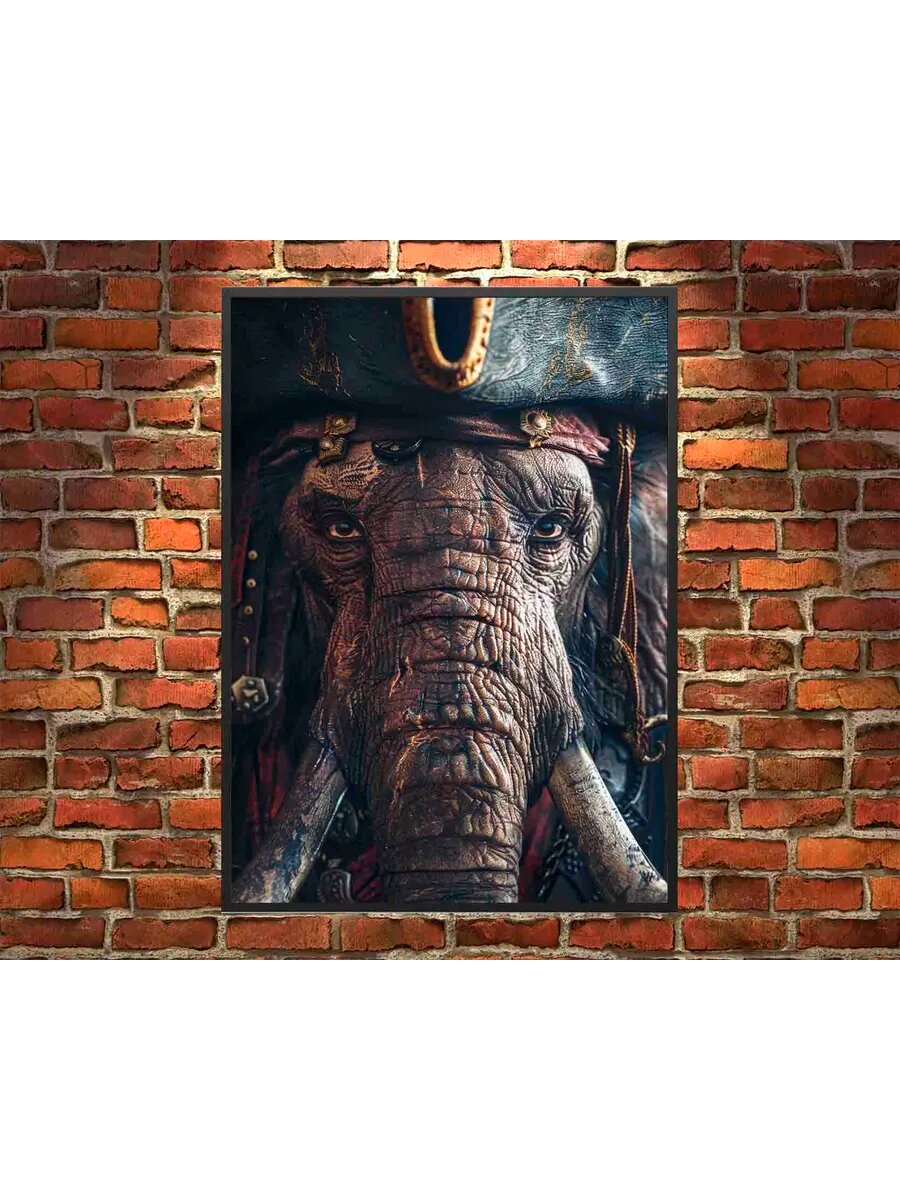 Африканский слон-животное-пират 1, Плакат 30x42см