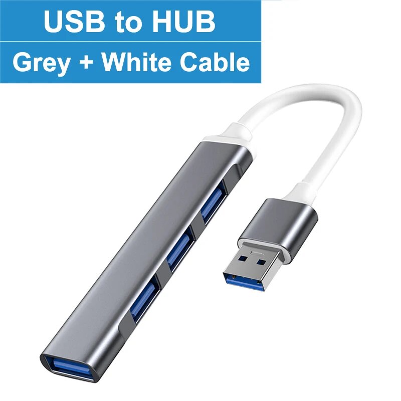 USB хаб 4 порта USB 3.0, серый