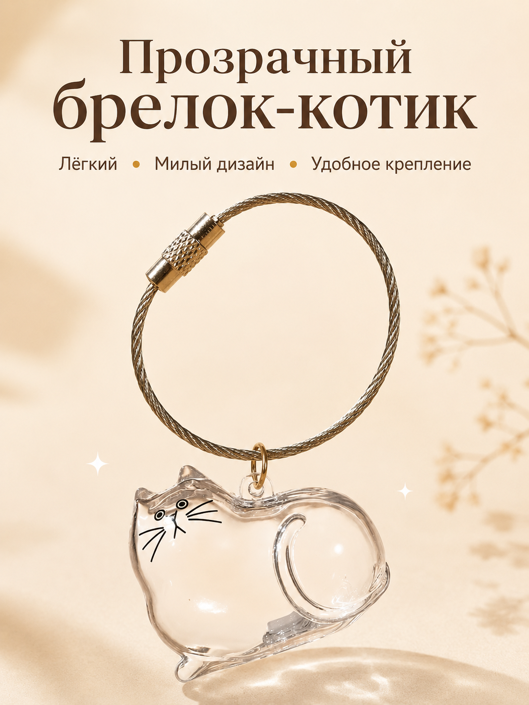 Брелок-баночка для волос кота из пластика, аксессуар для хранения волос питомца