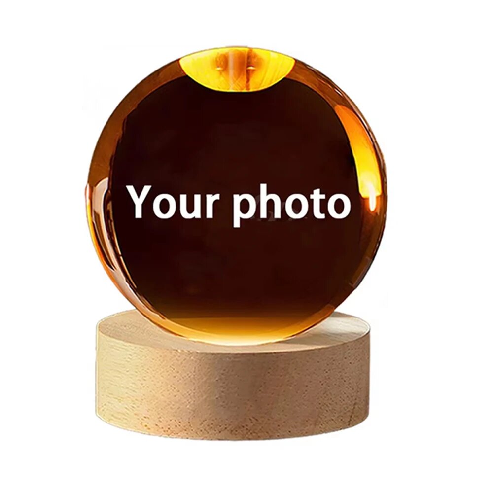 Ночник 3D-фотокристалл-шар с лазерной гравировкой NO Text, 6cm(2.36in)