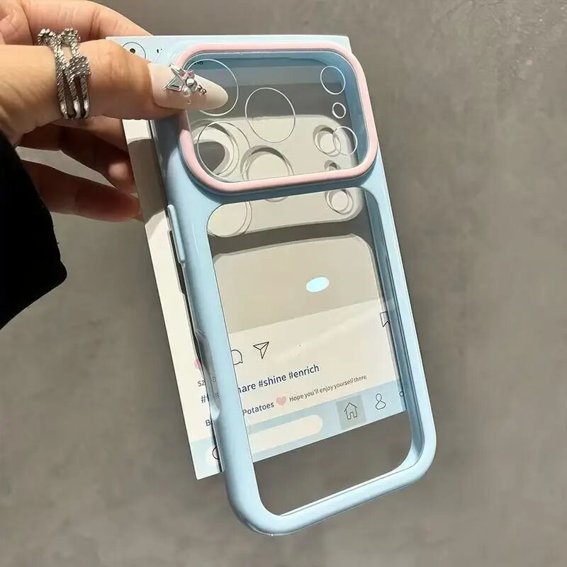 Роскошный прозрачный чехол для iPhone 17 16 15 14 13 12 11 Айфон 15 Про Макс, Голубой, Синий, Blue