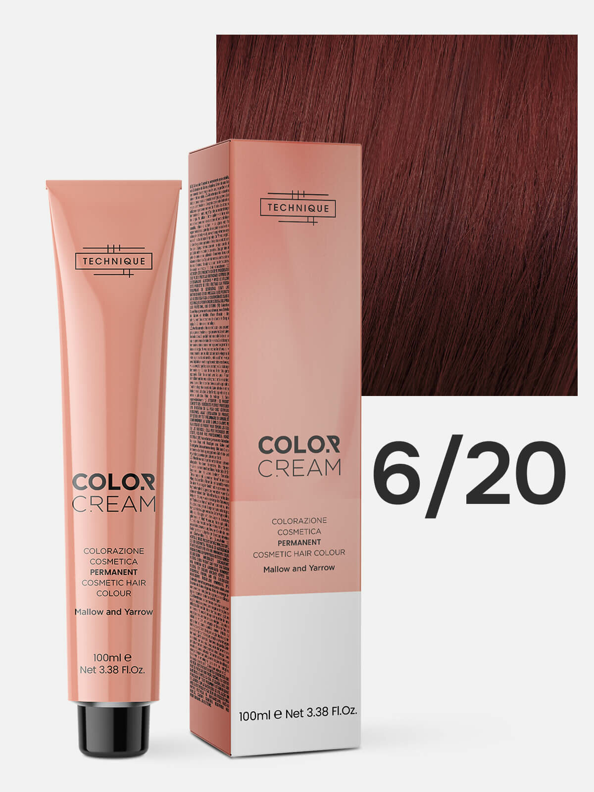 Крем - краска для волос профессиональная Technique Color Cream Permanent Cosmetic Hair Colour 6.20 Темный русый Фиолетовый, 100 мл