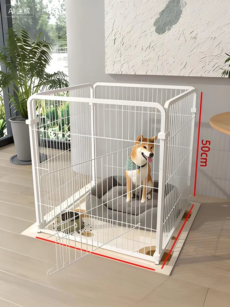 50*50Pet fence with door вольера для собак с разделением на зону отдыха и туалета
