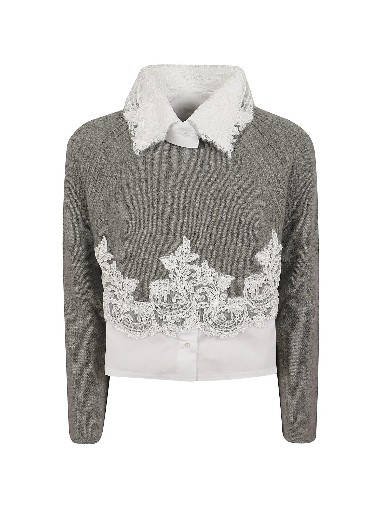 Свитер Ermanno Scervino Lace-trim collared sweater