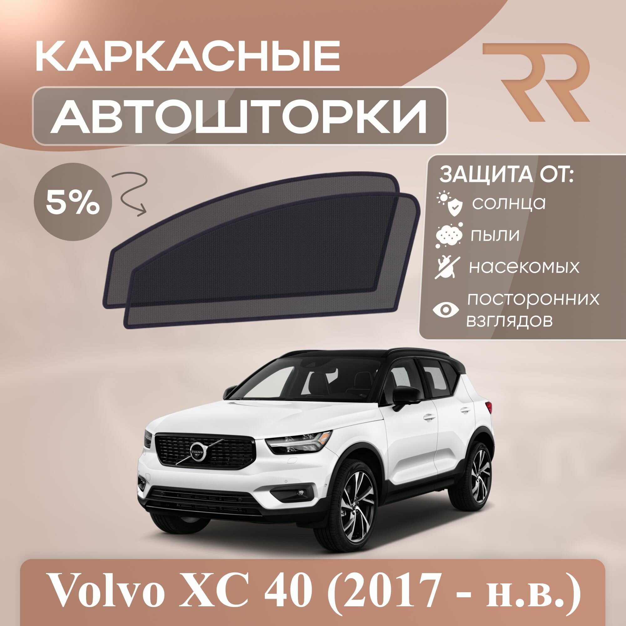 Автошторки для Volvo XC40 (2017 - н. в.) Передние двери. Сетки от солнца на Вольво ХС40