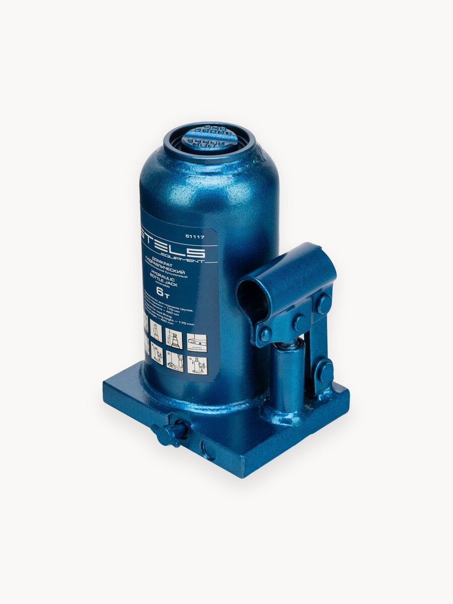 Домкрат автомобильный телескопический Stels 6т, 170-420 мм, защита от перегрузки, гидравлический бутылочный, 51117