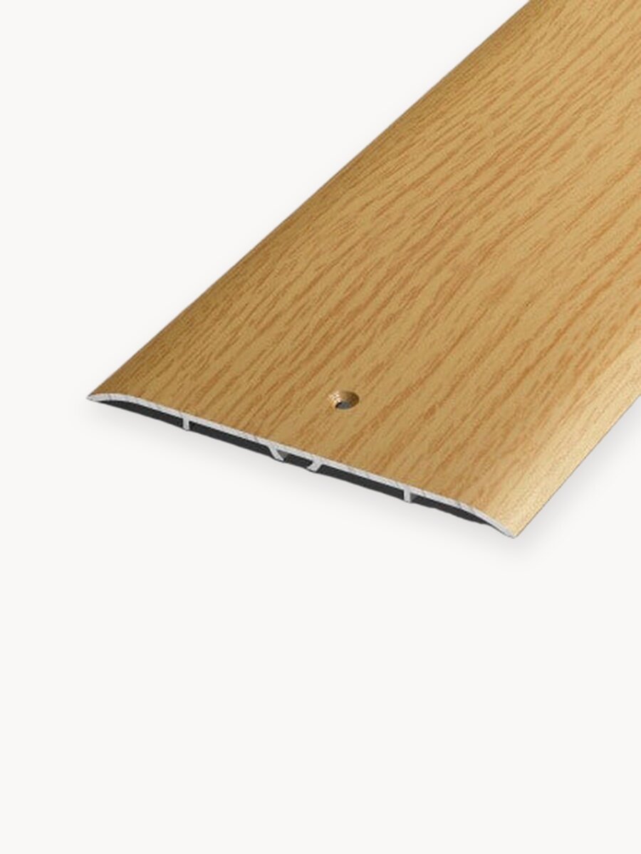 Порог напольный стыкоперекрывающий одноуровневый 100х5 мм, длина 0,9 м, профиль-порожек алюминиевый Лука ПС 05, декор дуб светлый 082