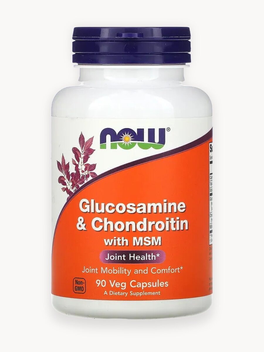 Глюкозамин Хондроитин МСМ, хондропротекторы для суставов и связок, NOW Foods, 90 капсул