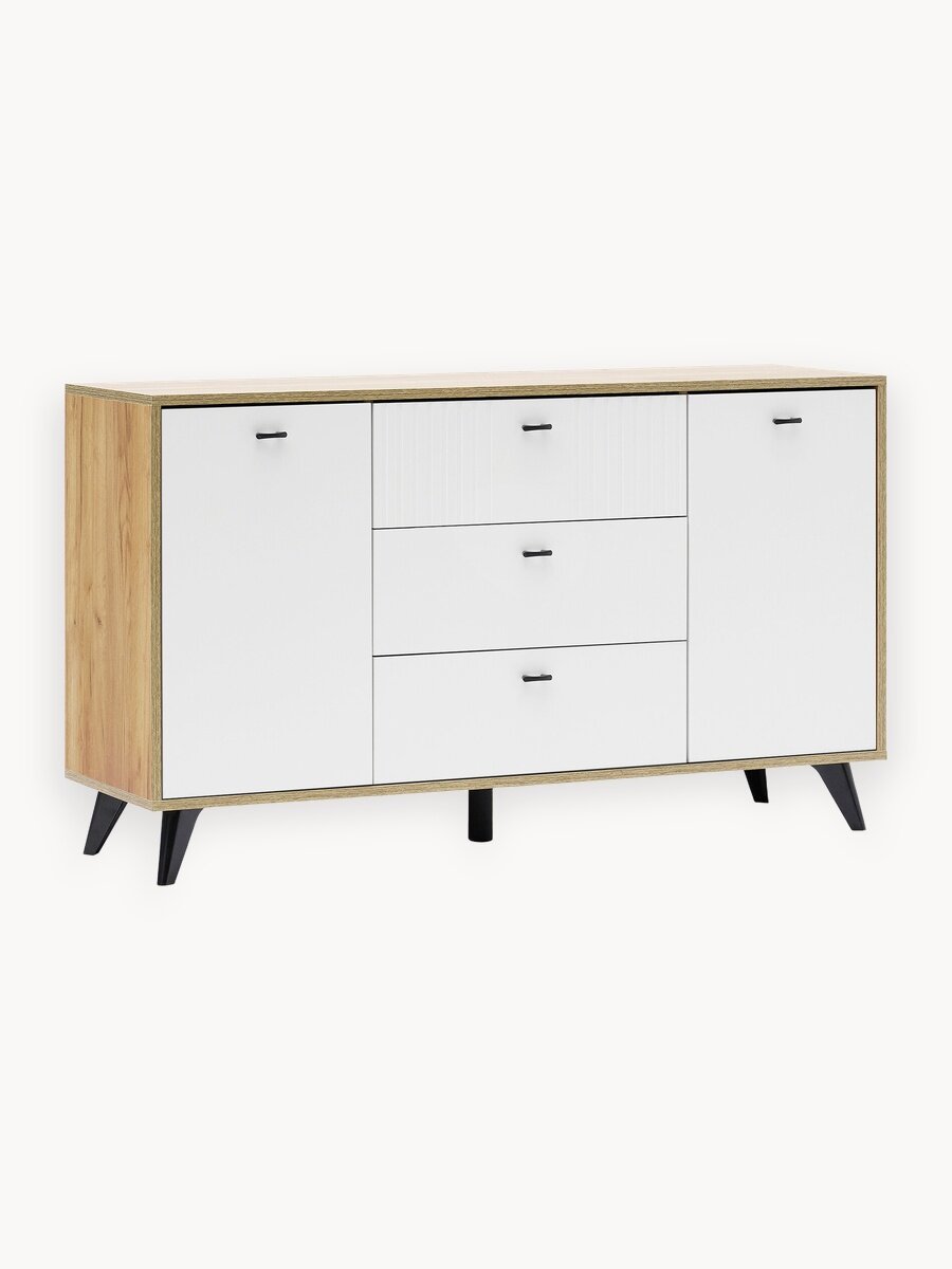 Комод для одежды Нонтон Ливенто, 130x40x76 см, дуб золотой / белый матовый