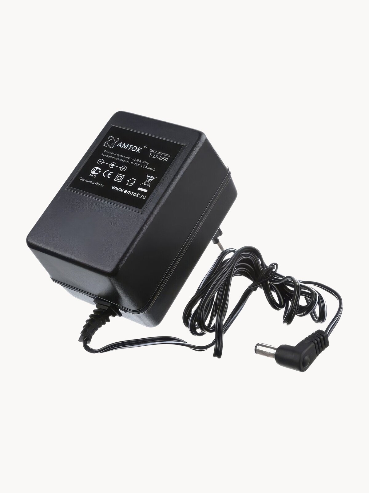Блок питания AMTOK T-12-1500 трансформаторный, 12 В - 1.5 A, разъём 5.5*2.1