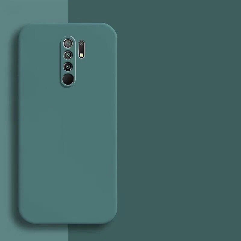 Роскошный квадратный чехол из жидкого силикона для Redmi Note 8 Pro, Темно-зеленый, Dark Green