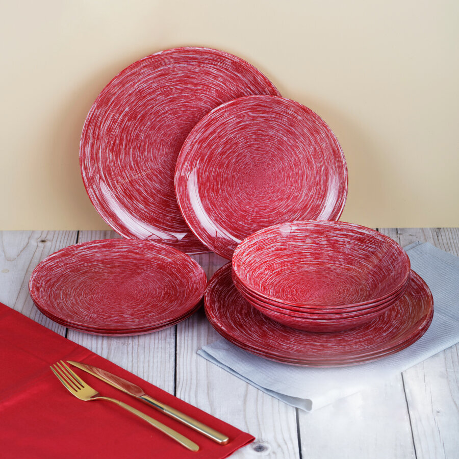 Набор столовой посуды Luminarc Brushmania Terracotta, 12 предметов, 4 персоны, цвет: терракота