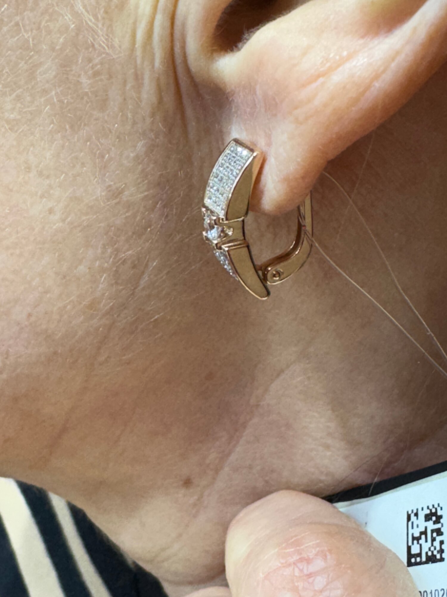 Серьги двусторонние BERGER, красное золото, 585 проба, фианит, размер 15 мм, длина 1.5 см — фото 1