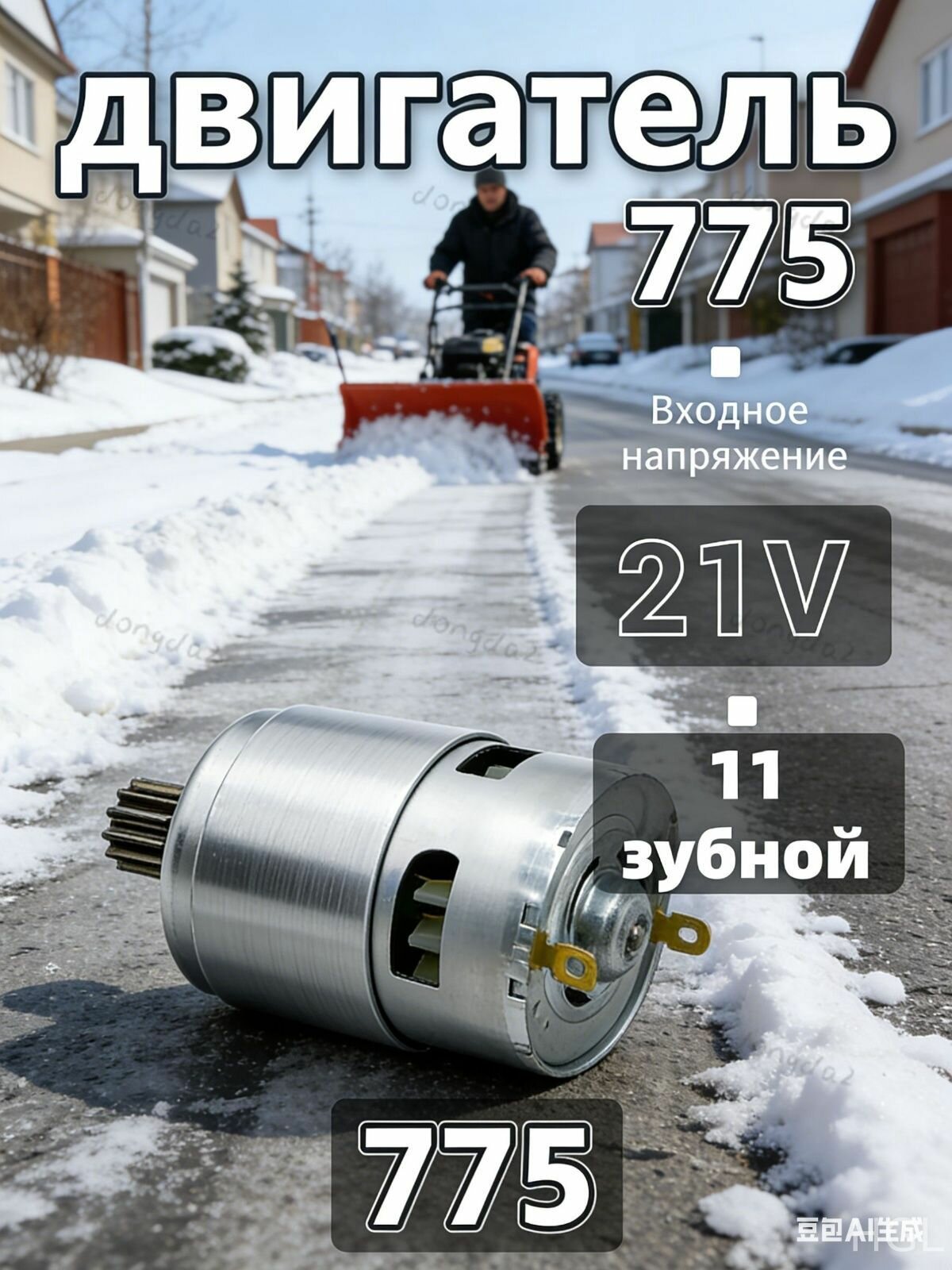 Двигатель для снегоуборщика 21V 11 зубьев, мощный электродвигатель постоянного тока для замены штатного мотора