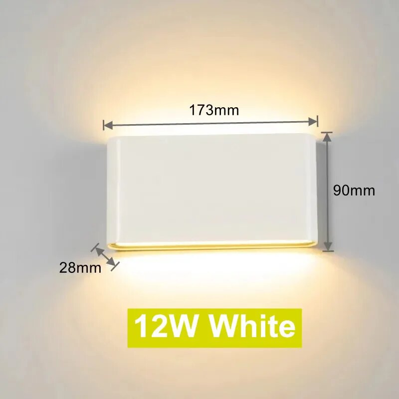 Настенный светильник белый 12W White, 173x90x28 мм