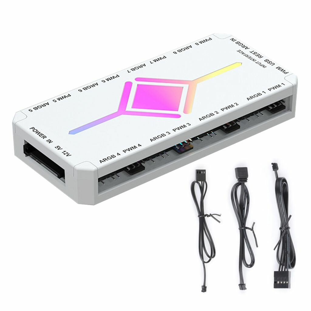(1шт) 5V3-контактный асинхронный контроллер ARGB (магнитный)-белый