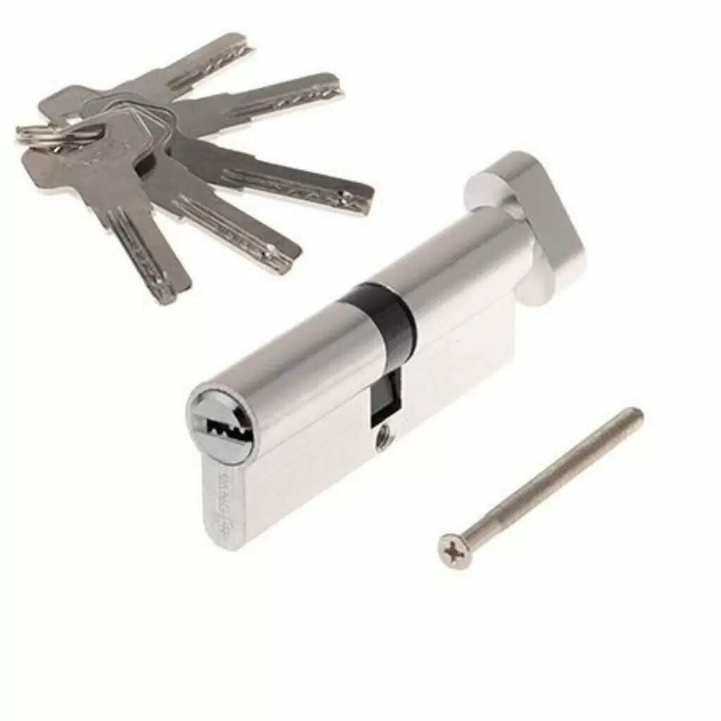 Личинка замка двери Vanger VM-90-C-CR 90 мм с заверткой, цвет хром, артикул 33857. Надежная фурнитура для входных дверей