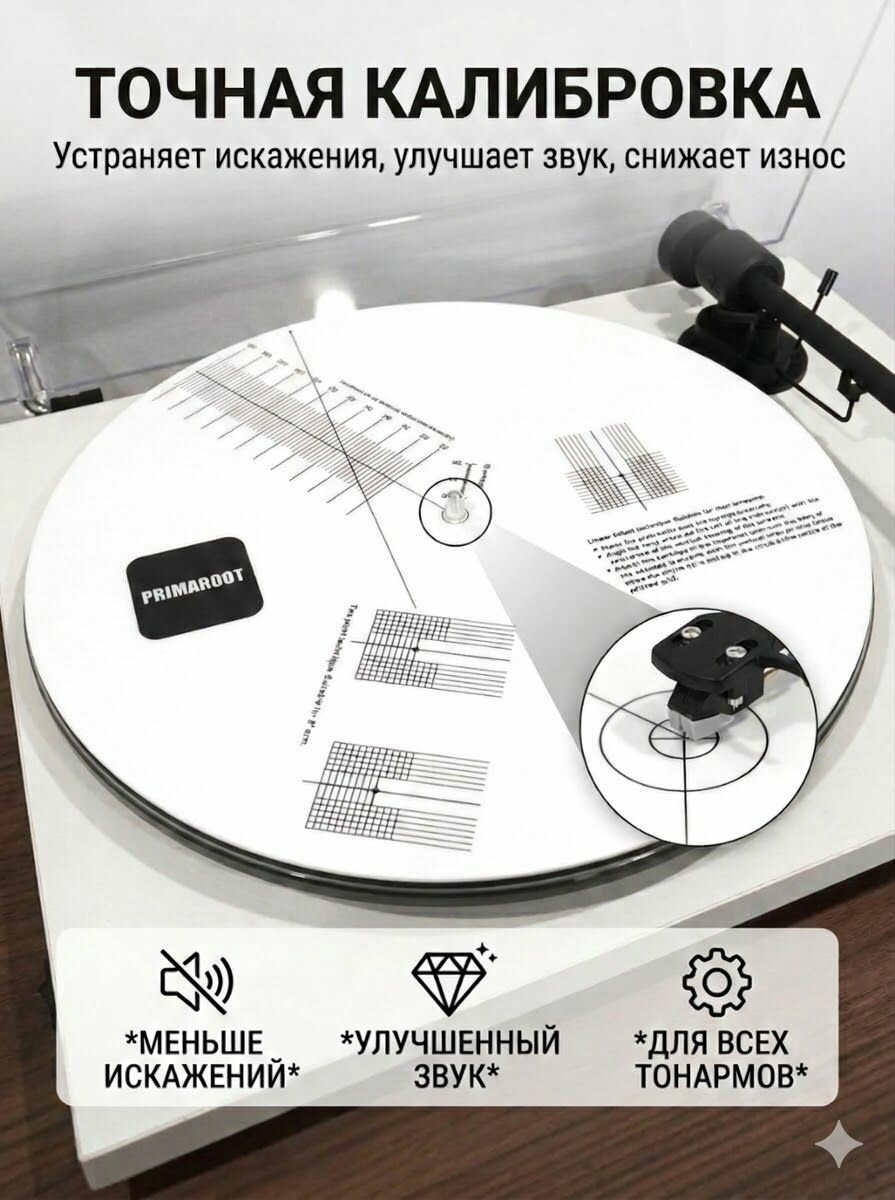 Универсальный калибровочный диск из акрила для настройки тонарма и винилового проигрывателя, антискейтинг, транспортир, PRIMAROOT