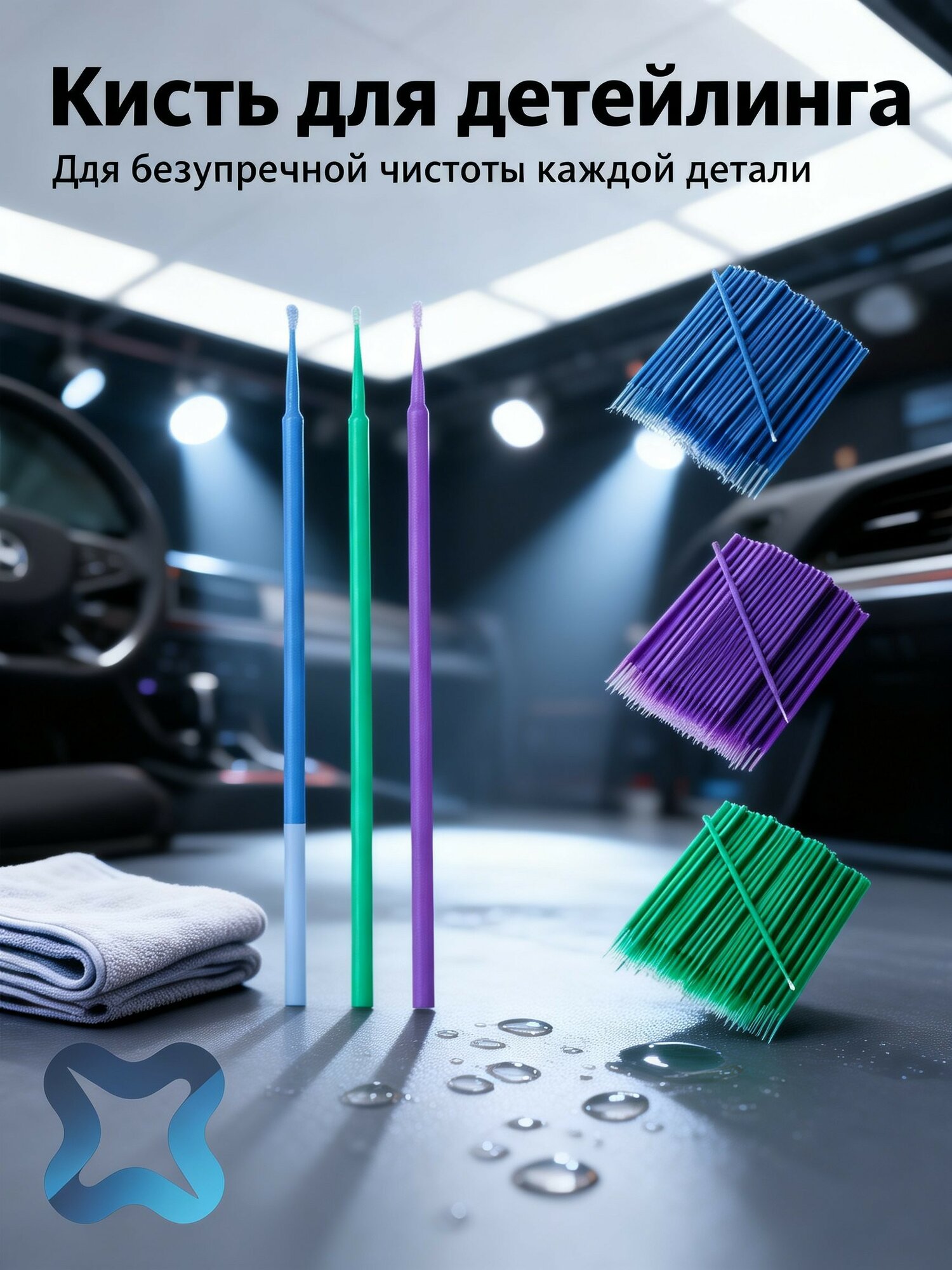 Кисть для детейлинга, ультратонкий наконечник для труднодоступных мест комплект 100 шт пластик длина 10 см для ремонта автомобильных лаков
