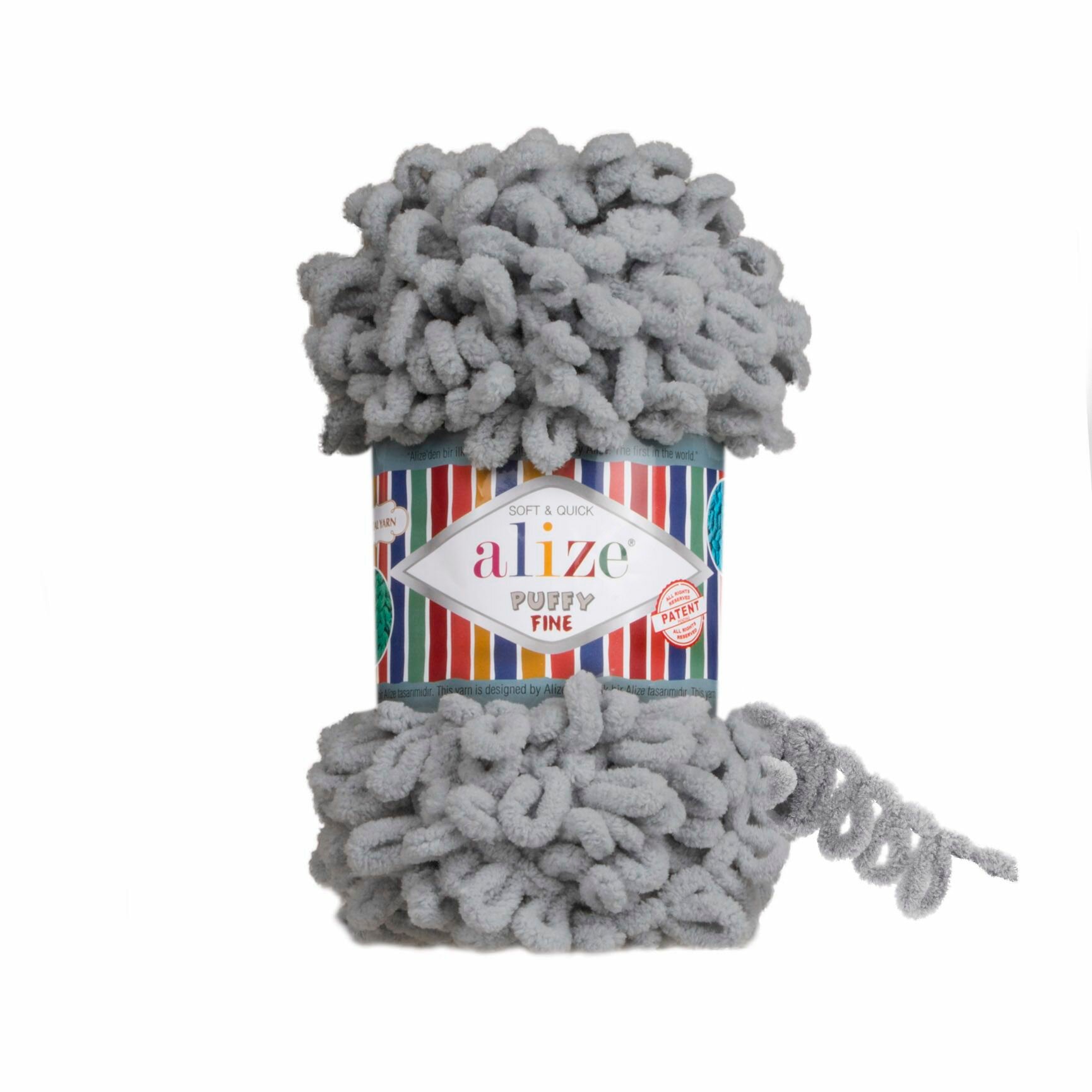 Пряжа для вязания Alize Puffy Fine 1 моток (14 м, 100 гр), цвет 343 дымчатый