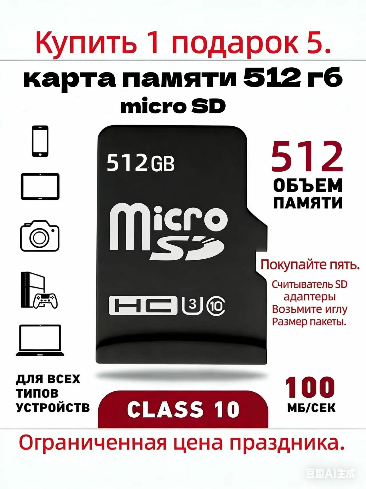 512 гб карта памяти 512 гб micro sd 512 GB Карта памяти SD, Class 10 , черная