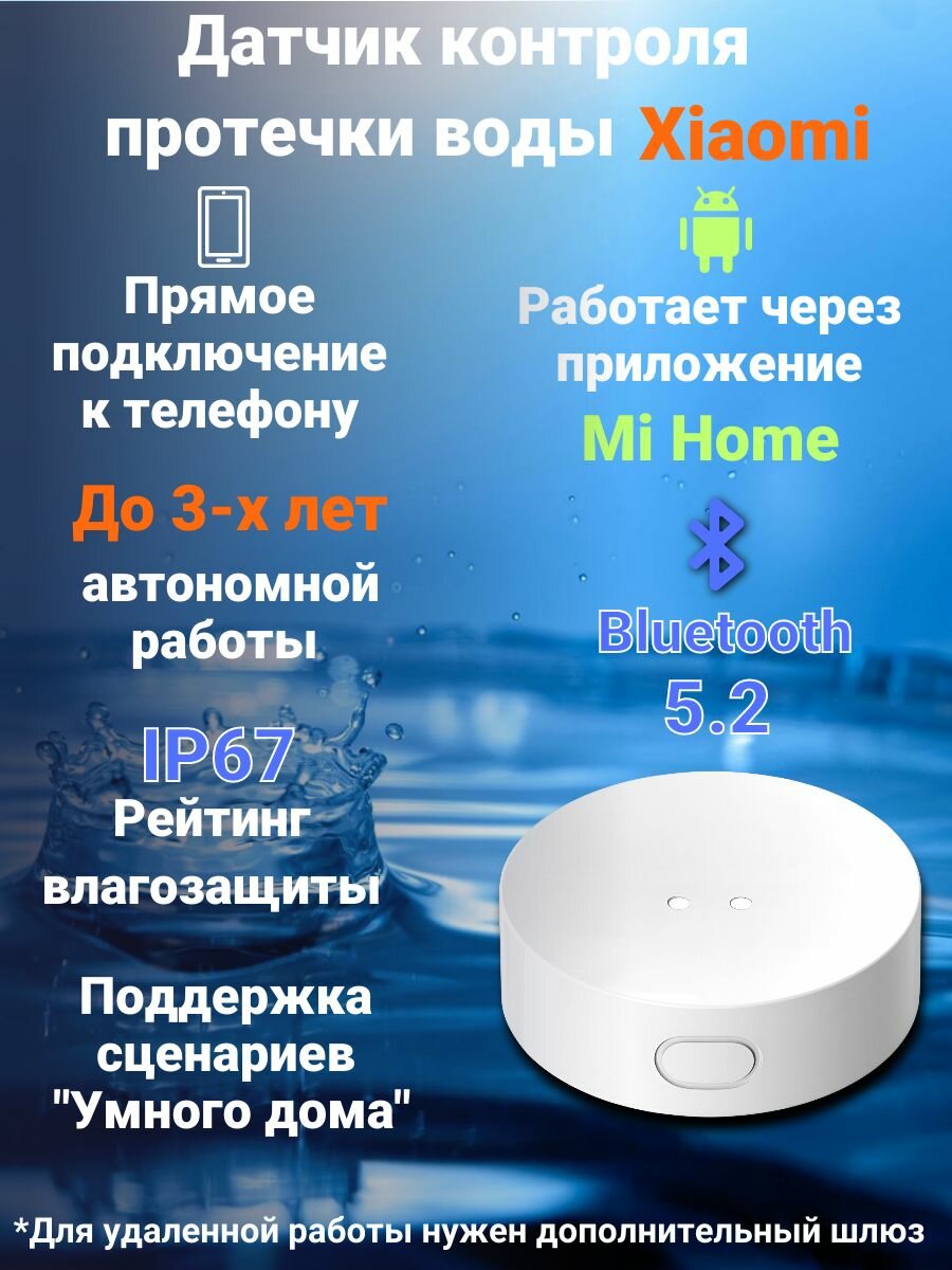 Датчик контроля протечки воды Xiaomi Water Guard 2 ( SJWS02LM ) работает с Mi Home