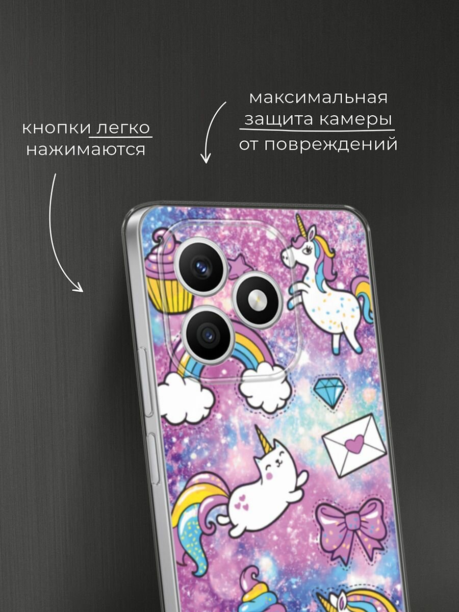 Силиконовый чехол на Honor X8d / Хонор X8d с принтом Rainbow doodles — фото 1