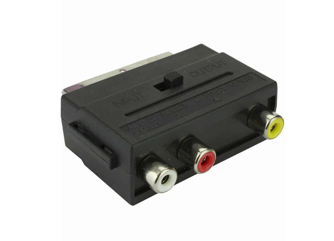 Переходник SCART штекер - 3 гнезда RCA с переключателем