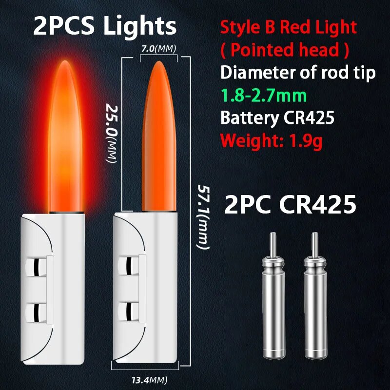 2шт Красные поплавки для рыбалки, Style B, 1.8-2.7mm, CR425