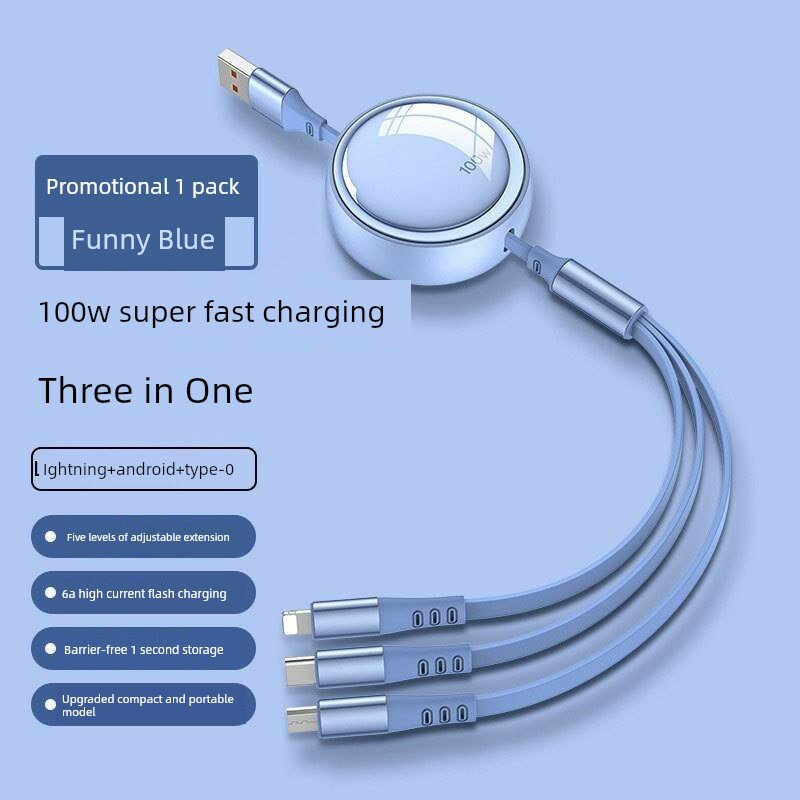 1.2 м 100 Вт Супер Быстрая Зарядка USB-C Автомобильный Зарядный Кабель для Электромобиля BYD Seagull - Небесно-Голубой