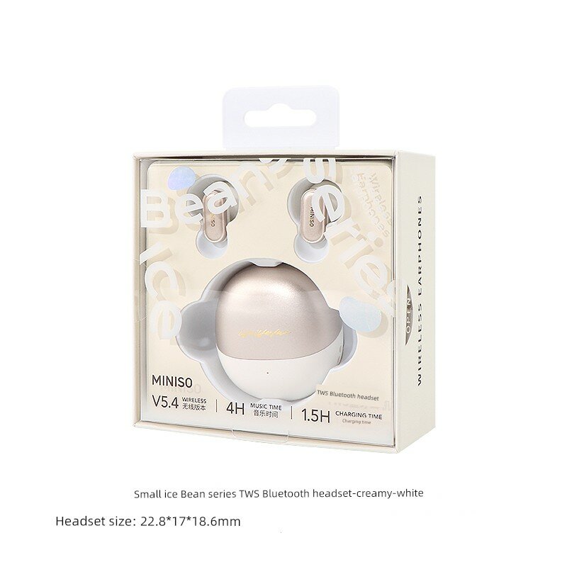 Miniso Little Ice Bean TWS Bluetooth наушники - цвет слоновой кости, беспроводные вкладышевые для спорта, легкий дизайн
