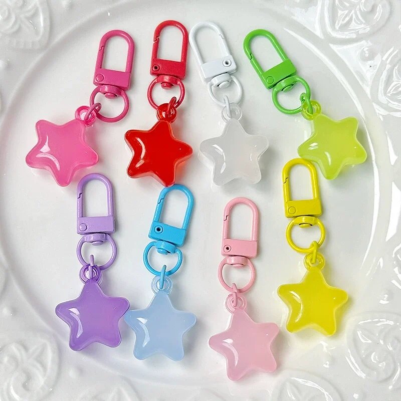 Зеленый металлический брелок-звезда 5pcs, random mix colors