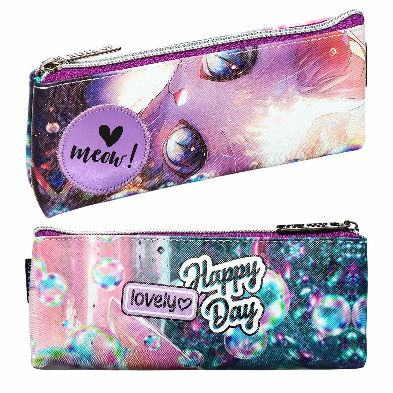 Пенал мягкий deVENTE Lovely Cat, 1 отделение, 80 х 210 х 35 мм, объёмный, искусственная кожа, с подкладом