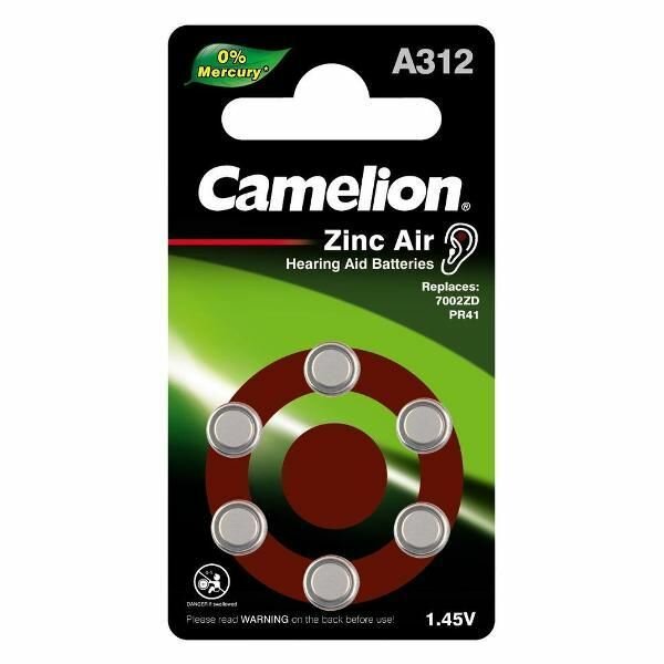 Батарея Camelion A312-BP6(0%Hg)
