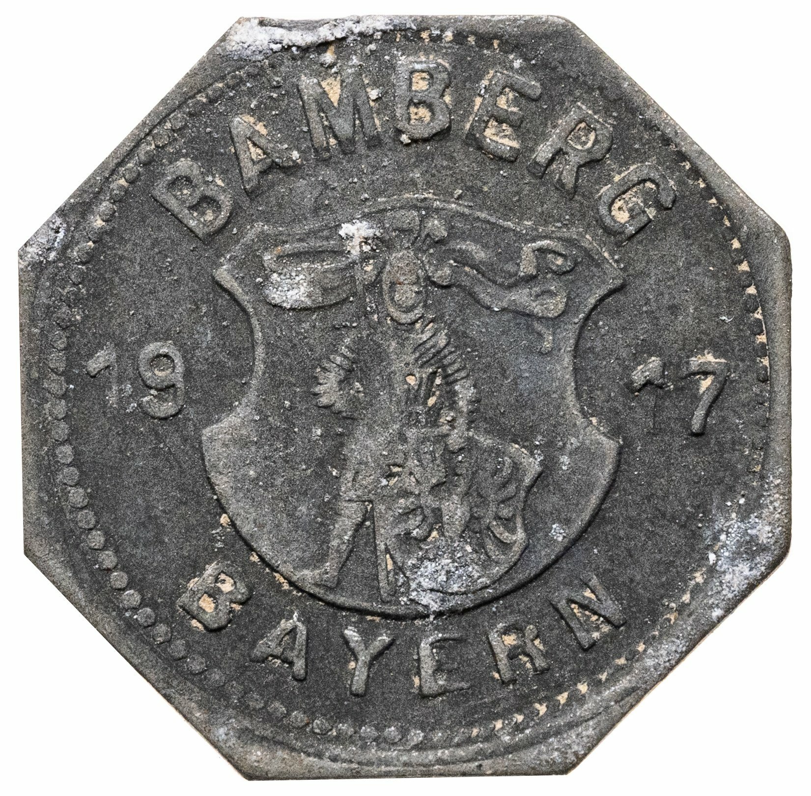 Германия, Бамберг 10 пфеннигов 1917, Железо, в сохранности F-VF