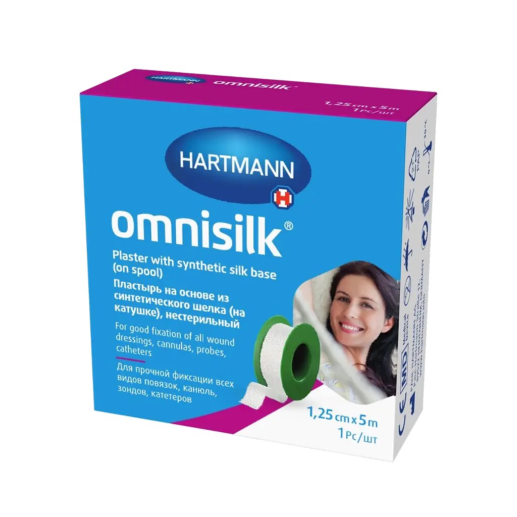 Пластырь Омнисилк/Omnisilk на шелковой основе 5 м х 1,25 см 1 шт