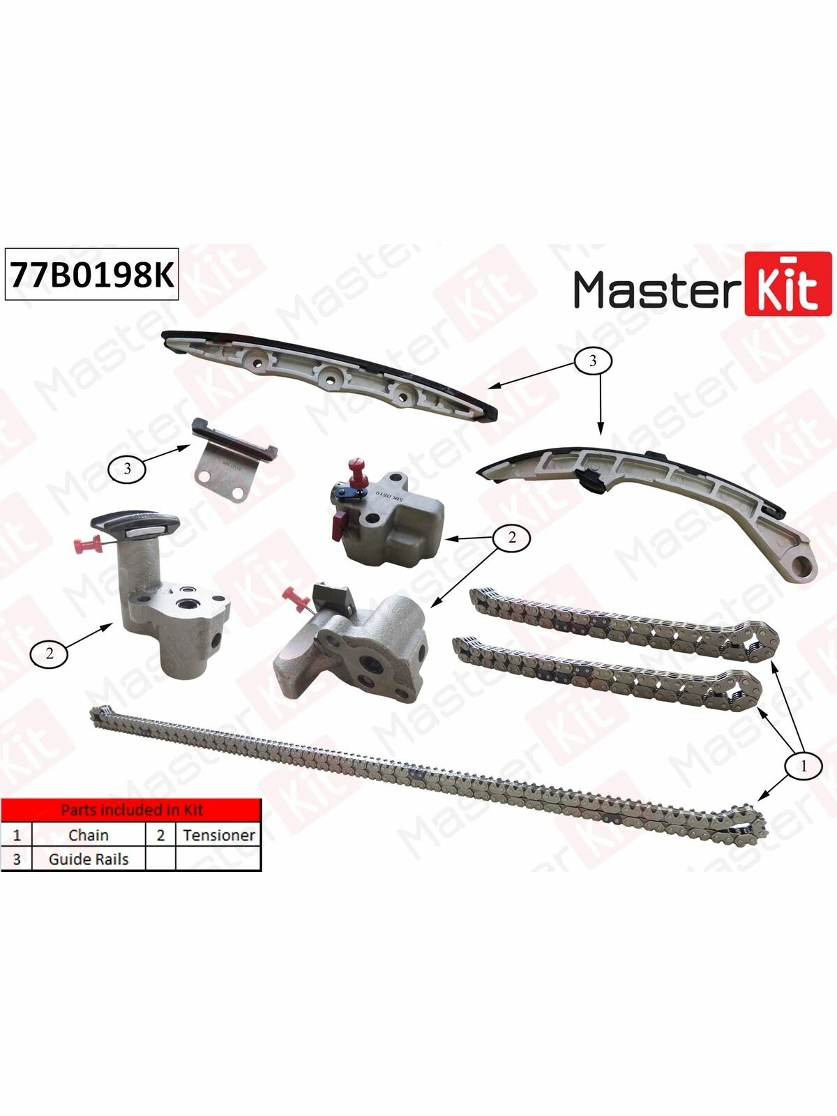 Комплект цепи ГРМ для а/м NISSAN Murano / Ниссан Мурано, MASTERKIT 77B0198K