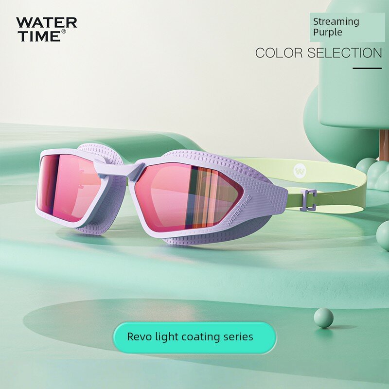 WaterTime Детские плавательные очки с REVO антибликовой силиконовой шапочкой, для детей 4-15 лет, фиолетовый