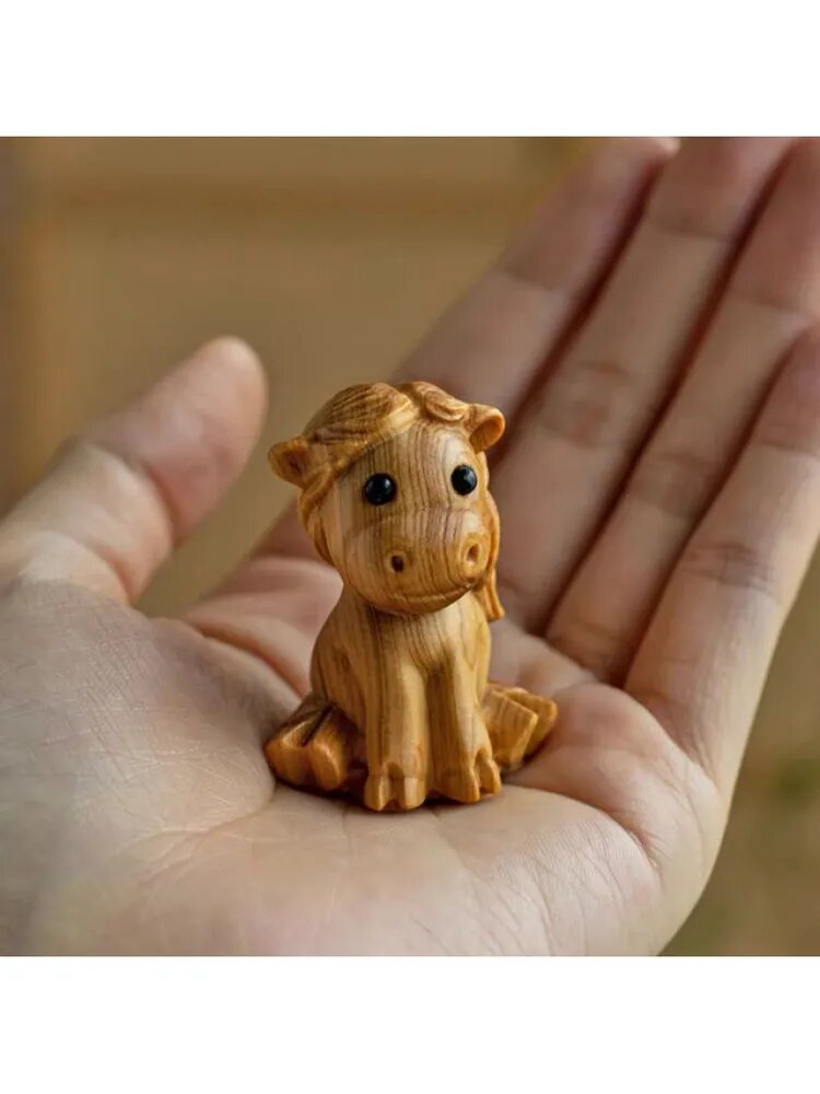 Yunzhongyao Деревянная маленькая фигурка животного лошади