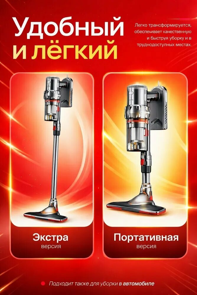 Пылесос, вертикальный, проводной, для дома, серебристый/серый