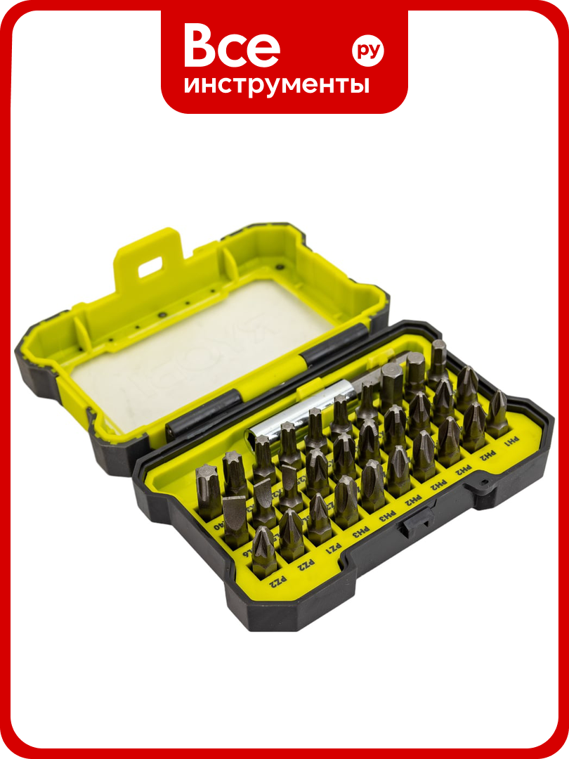 Набор бит RAK31MSD Ryobi, 5132003307 – магнитные биты с магнитным наконечником, держателем и прочным футляром