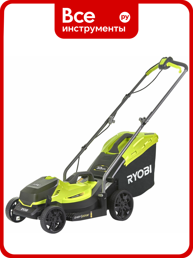 Газонокосилка Ryobi ONE+ OLM1833B 5133004305, аккумуляторная, с травосборником и складной ручкой, мульчирующая