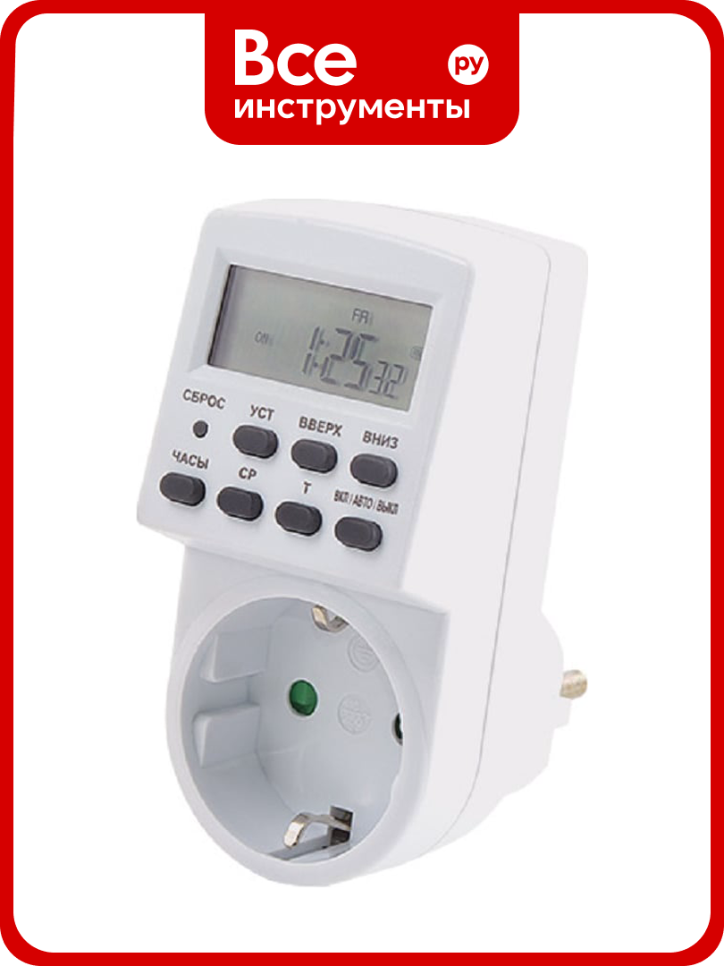 Электронный таймер ROBITON EL-03 BL1 15226, 240 В, 16 А, белый корпус, недельный и суточный режим, установка в розетку
