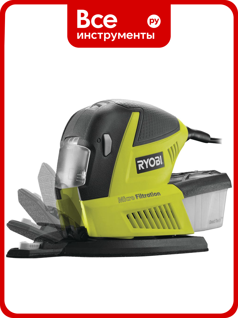 Универсальная шлифмашина Ryobi + 30 шлифлистов RMS180-SA30, для легких и средних шлифработ