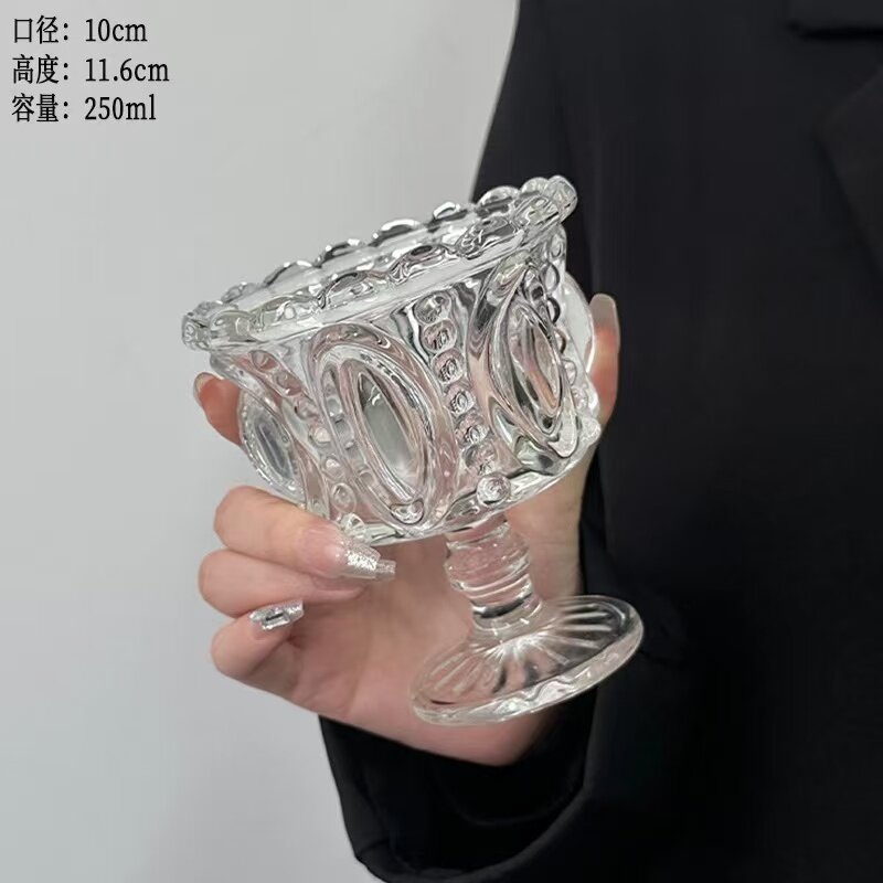 Чаша для мороженого "A", хрусталь, винтажная, Прозрачный, стекло, 250 мл