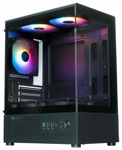 Компьютерный корпус XASTRA Q300M 5FRGB (Q300M-5FC12F) черный - Mini Tower, Micro-ATX, USB 2.0 Type-A, USB 3.2 Gen 1 Type-A