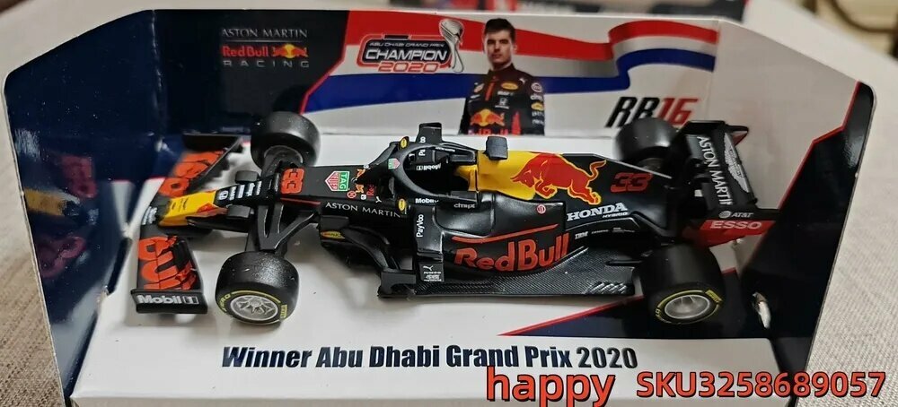 Машинка болид формулы 1 Red Bull RB16b,33# Серхио Перес, 1:43