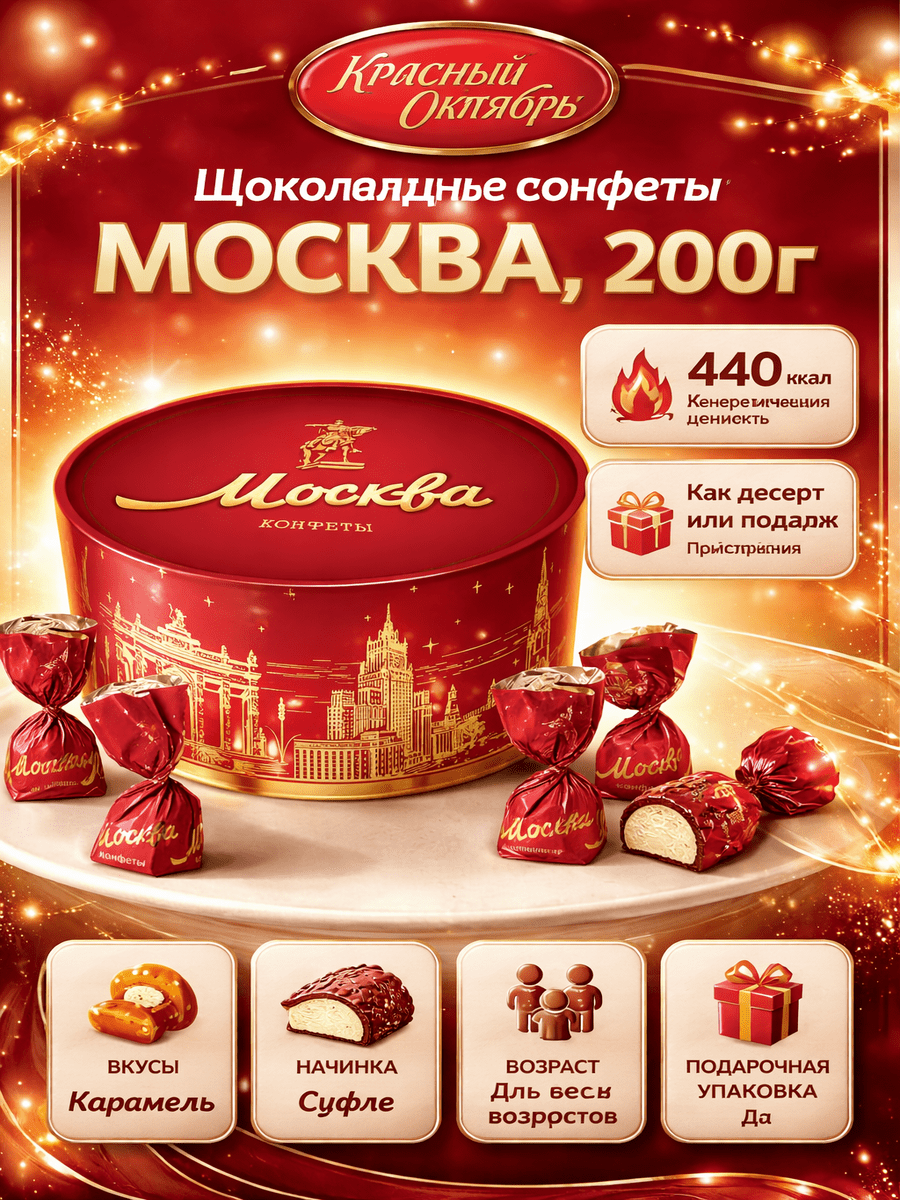 Набор шоколадных конфет Красный Октябрь Москва, 200г