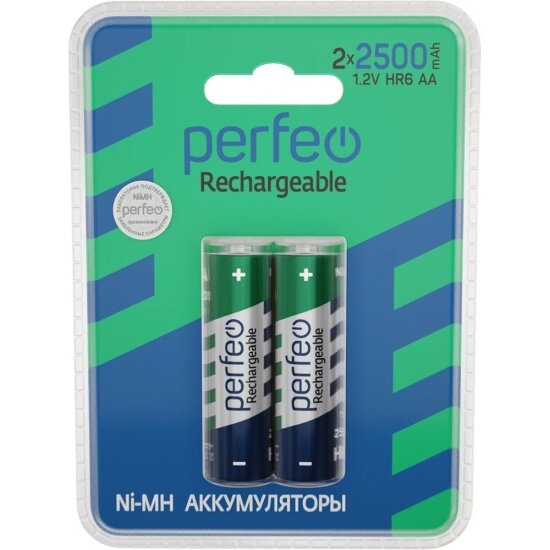Аккумулятор Ni-MH Perfeo AA2500mAh/2BL, тип AA, 2шт, блистер Пластик