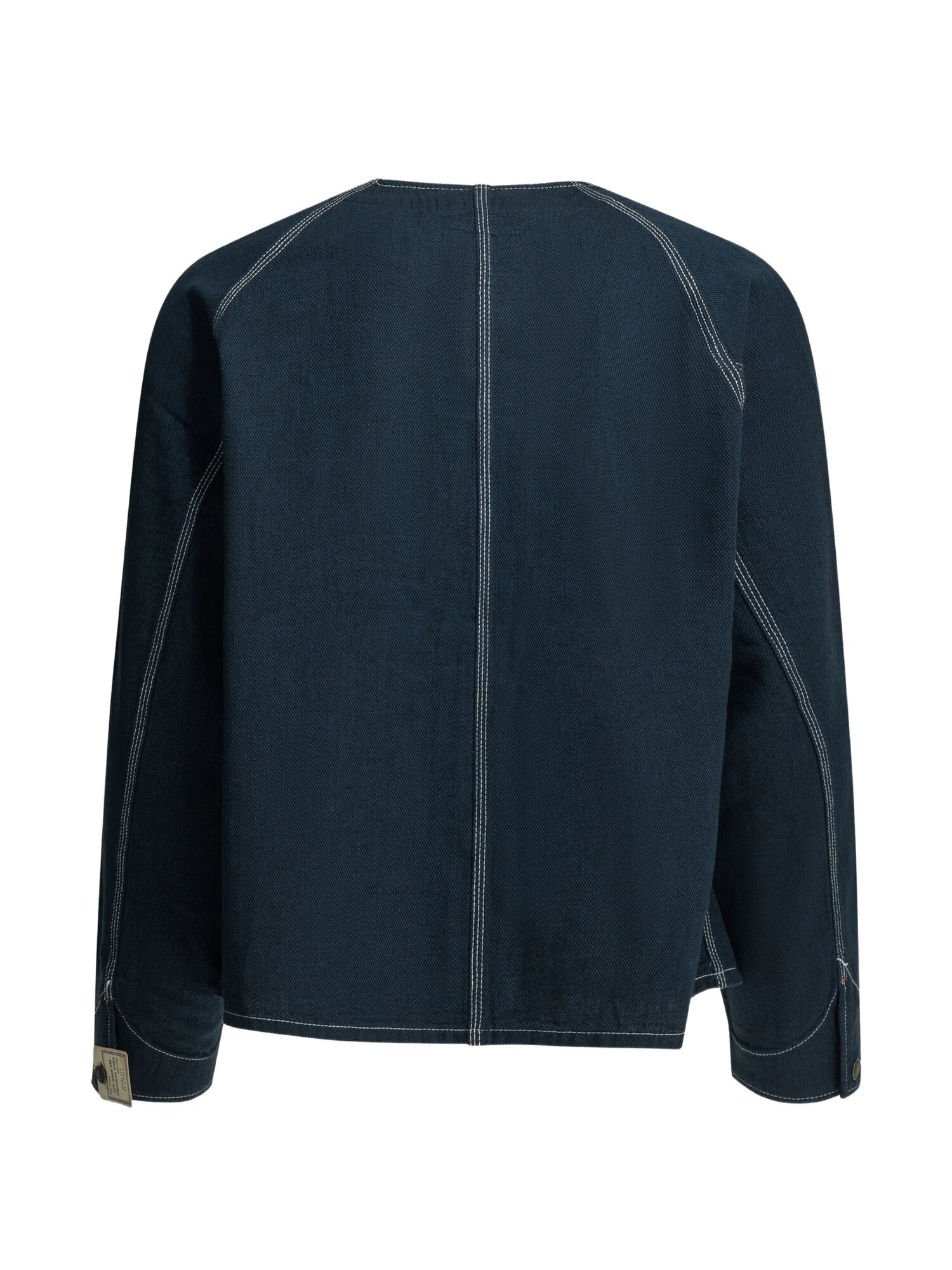 Куртка Beams Plus  Contrast-stitch collarless jacket, размер 52, blue — фото 1